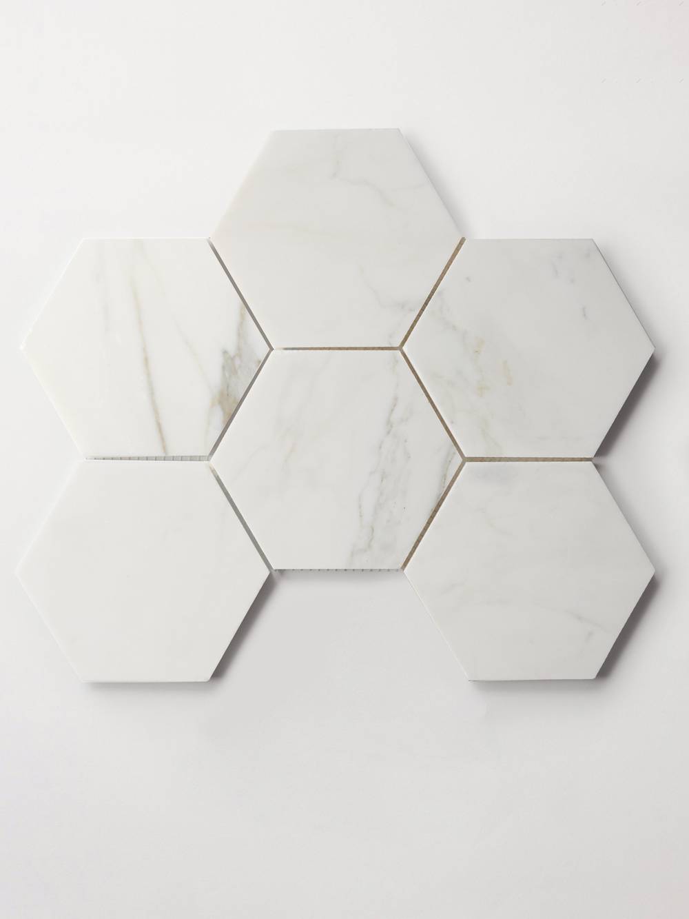 clé calacatta gold | six hex mosaic sheet ~ 5"x5 0.75"x0.375" – clé tile