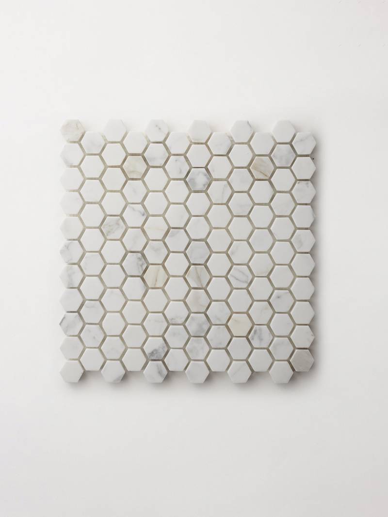 clé calacatta gold | hex mosaic sheet ~ 1"x1 0.125"x0.375" – clé tile