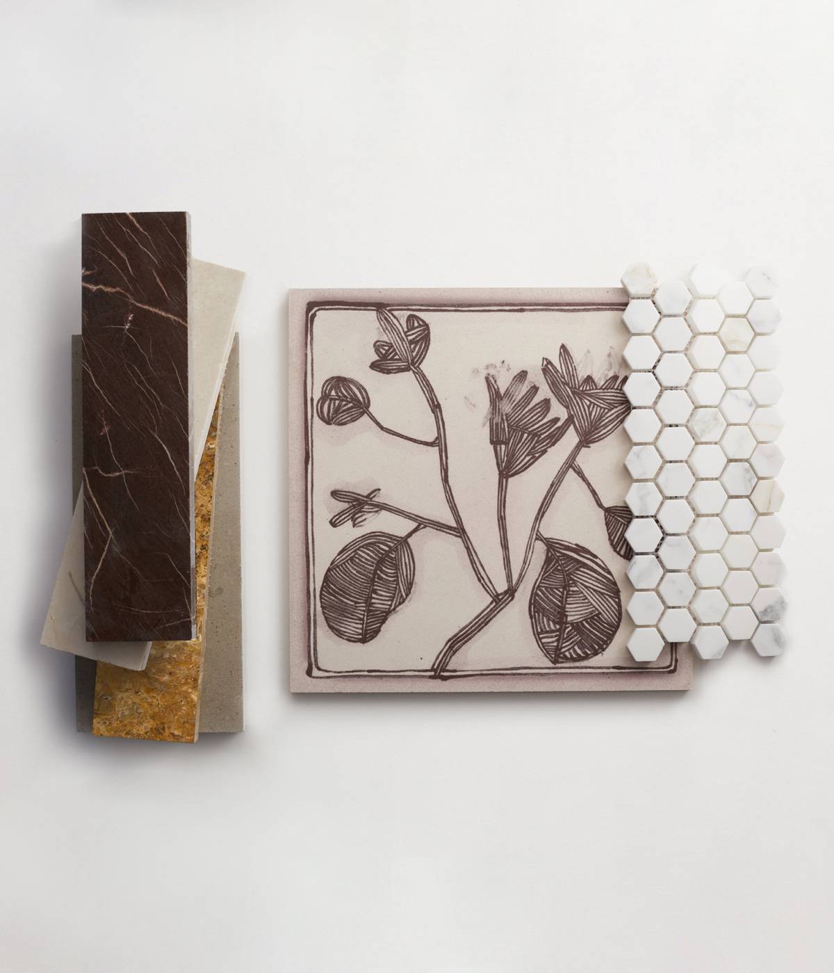 clé calacatta gold | hex mosaic sheet ~ 1"x1 0.125"x0.375" – clé tile