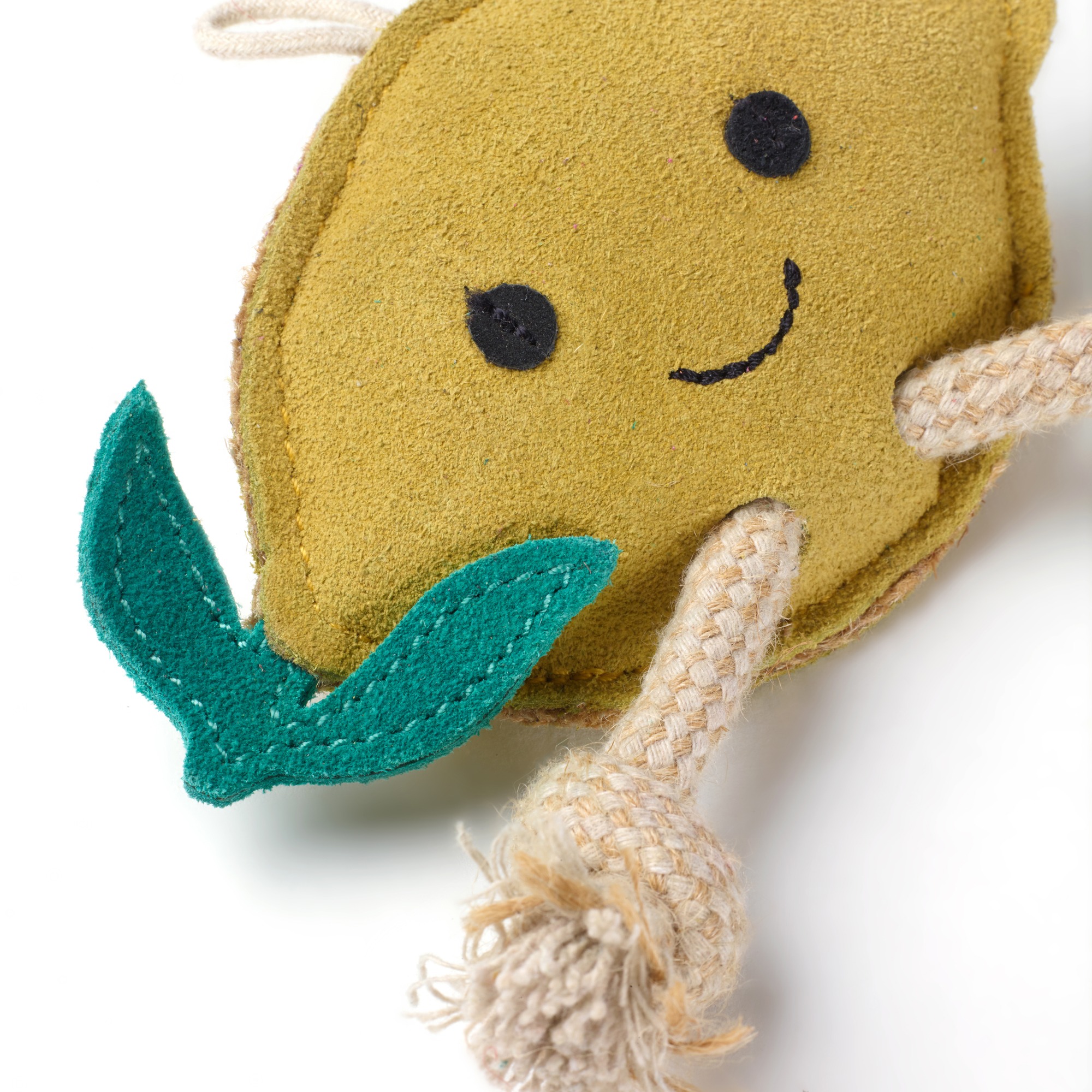 Libby the Lemon | Sustainable Suede Dog Toy – Green and Wilds - Retail