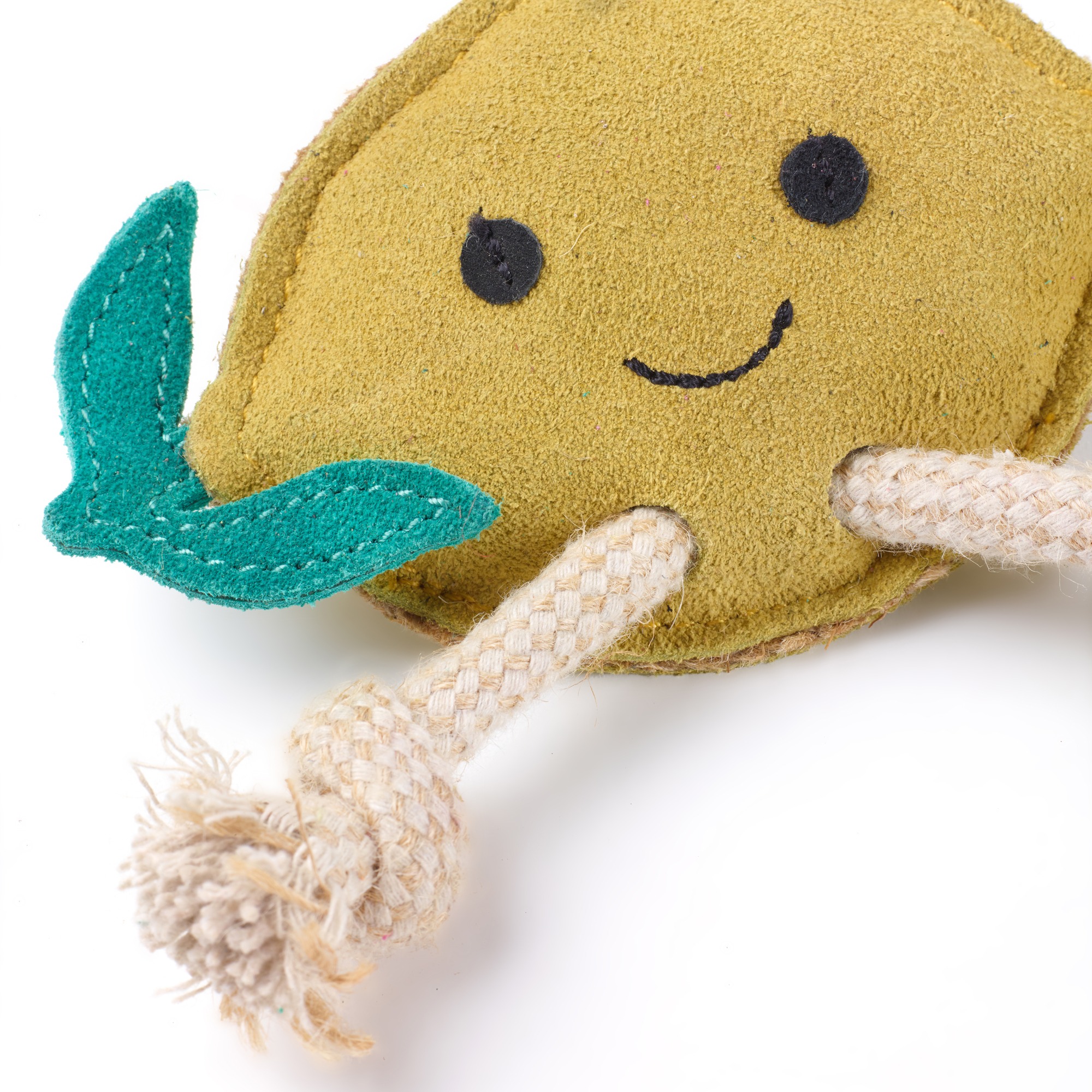 Libby the Lemon | Sustainable Suede Dog Toy – Green and Wilds - Retail