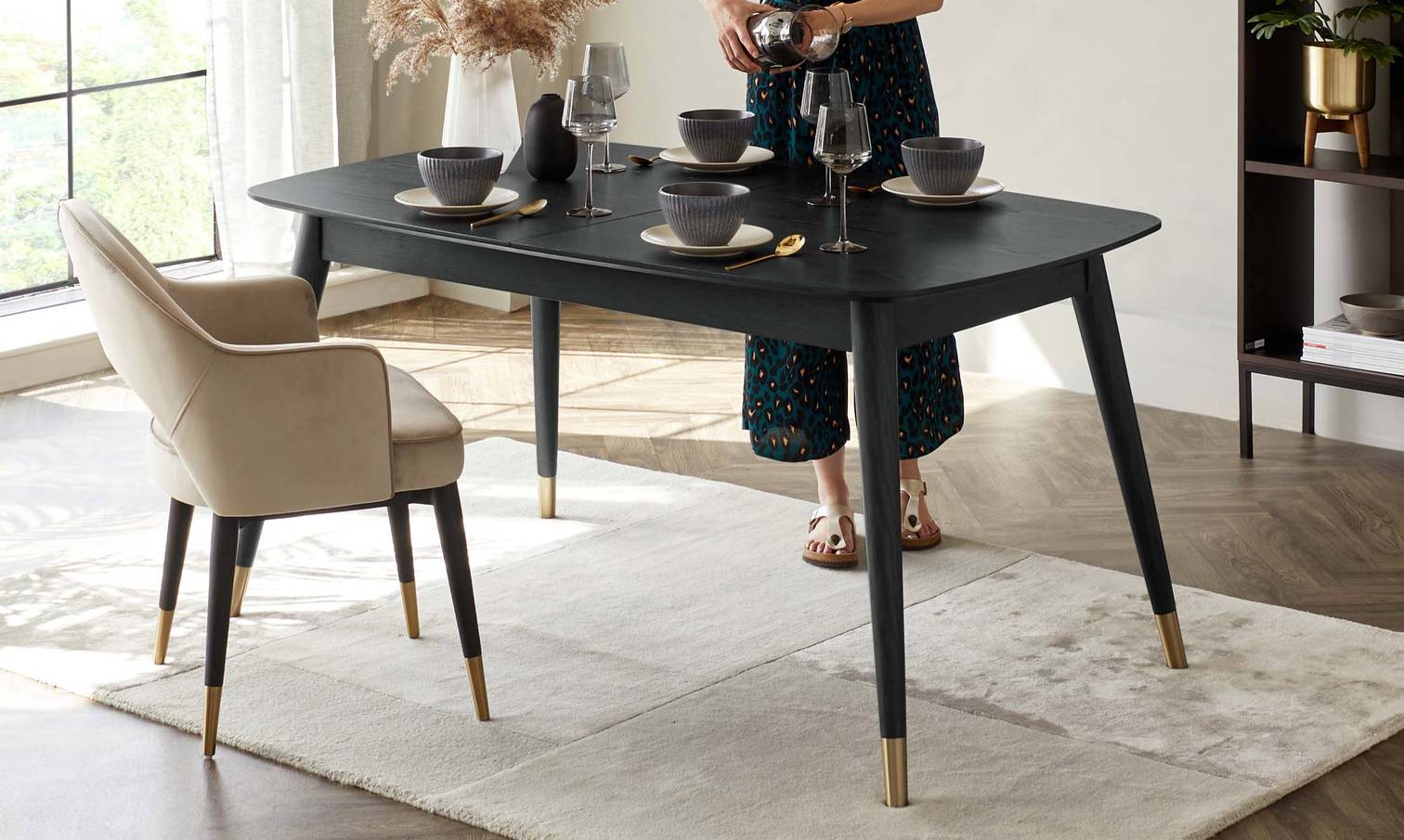 Clover Black Ash Extending 6 to 8 Seater Dining Table by Danetti