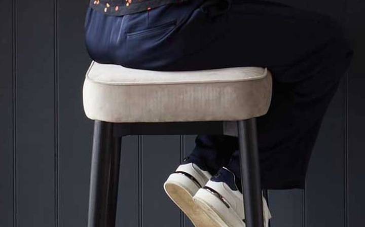 Clover Champagne Velvet Backless Bar Stool by Danetti