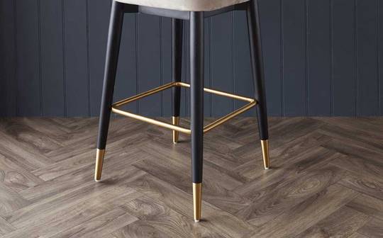 Clover Champagne Velvet Backless Bar Stool by Danetti