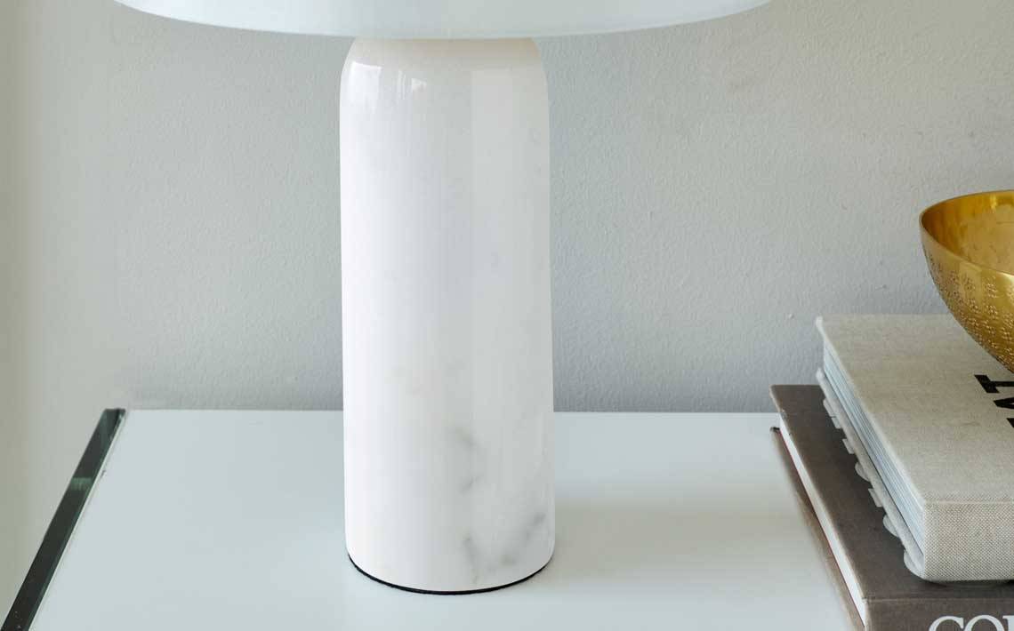 Louis White Marble Shaded Table Lamp by Danetti