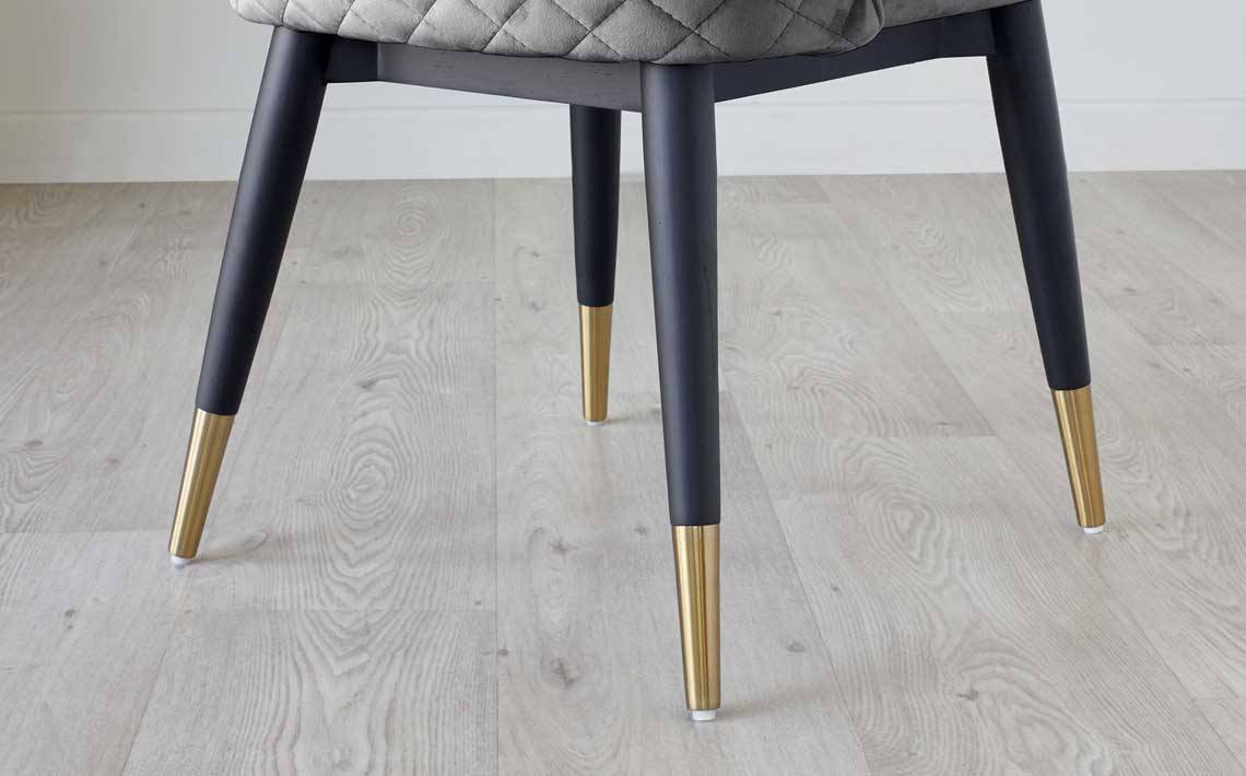 Mae Quilted Velvet Dining Chair in Dark Grey by Danetti