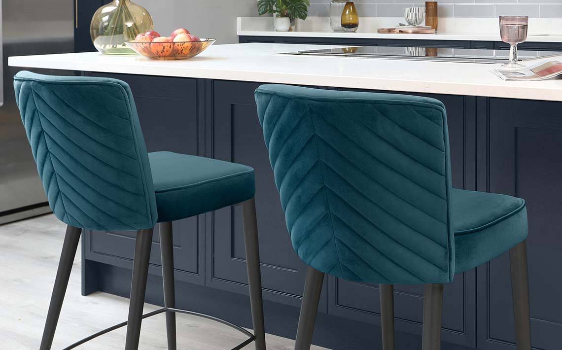 Serena Teal Velvet Bar Stool by Danetti