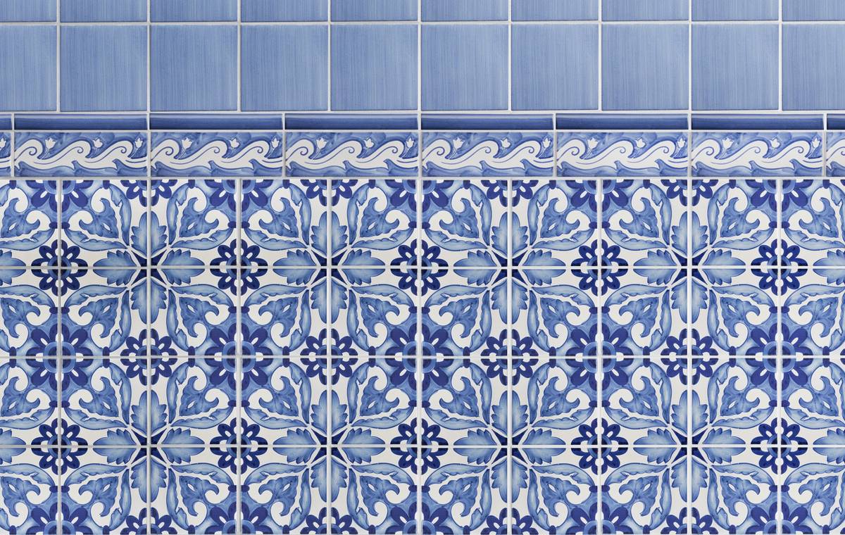 blue painted ceramic backsplash tile square majolica delft – clé tile