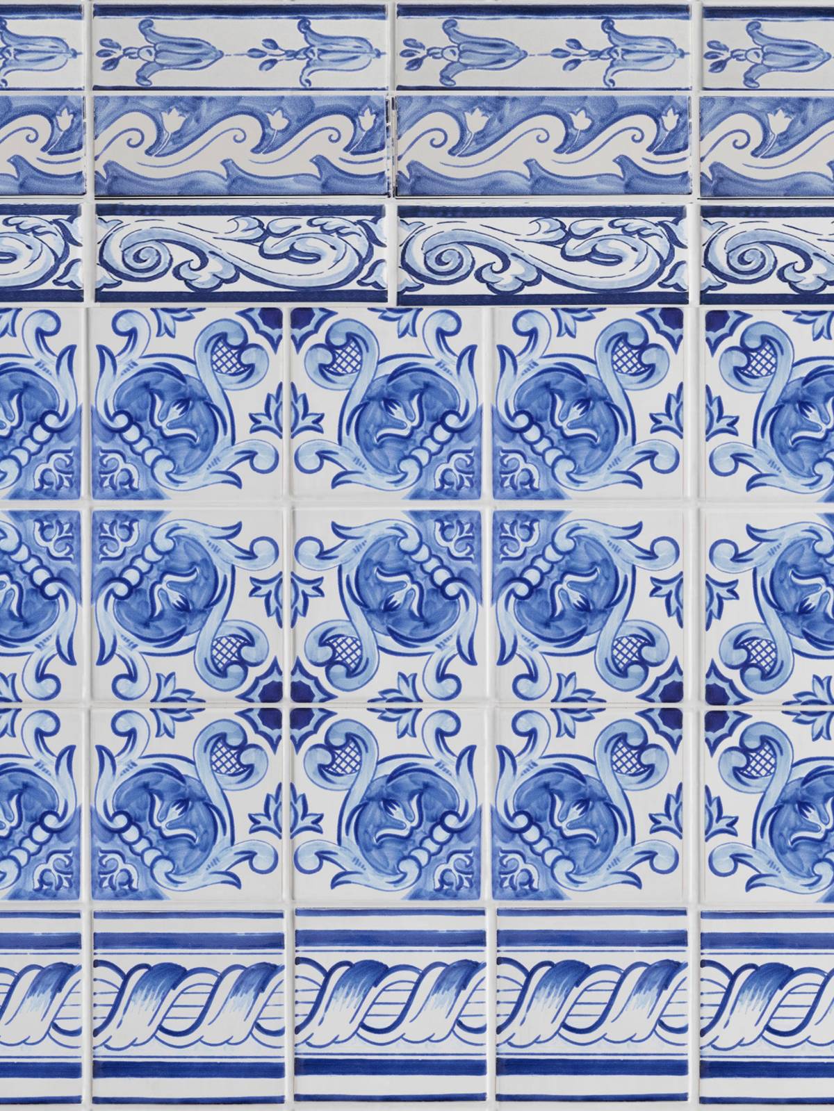 hand painted blue tile flowers rectangle delft backsplash – clé tile