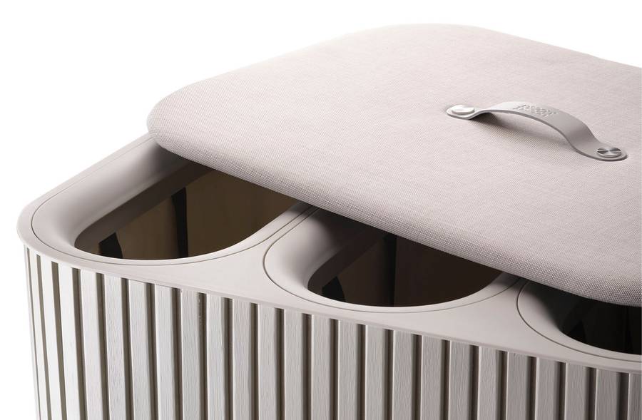 Luxury Triple Laundry Basket 90L in Ecru | Joseph Joseph US