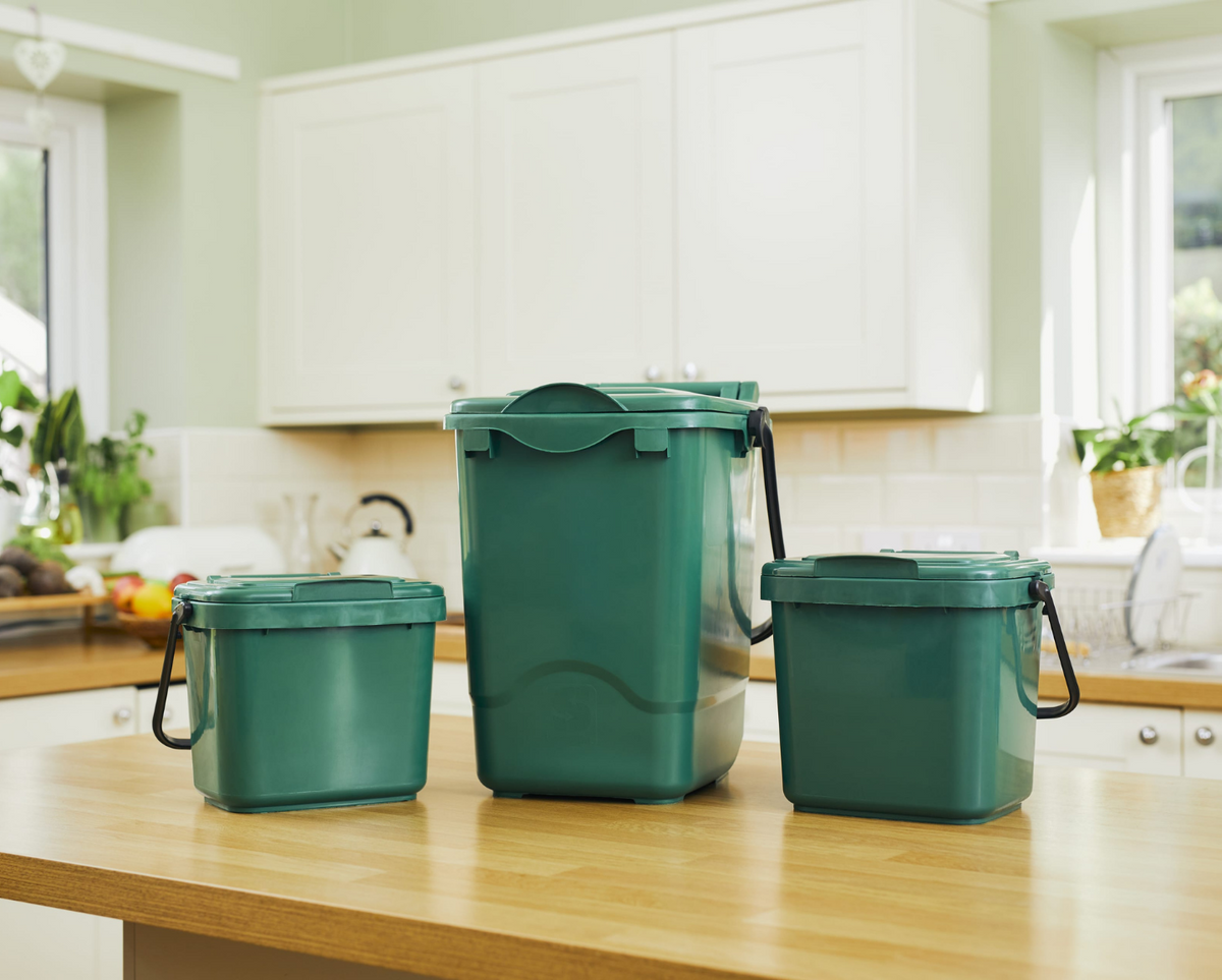 Straight 5L Litre Green Kitchen Caddy For Indoor Composting