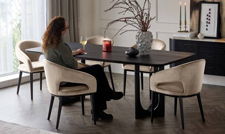Heath Champagne Black Wood Dining Chair – Danetti