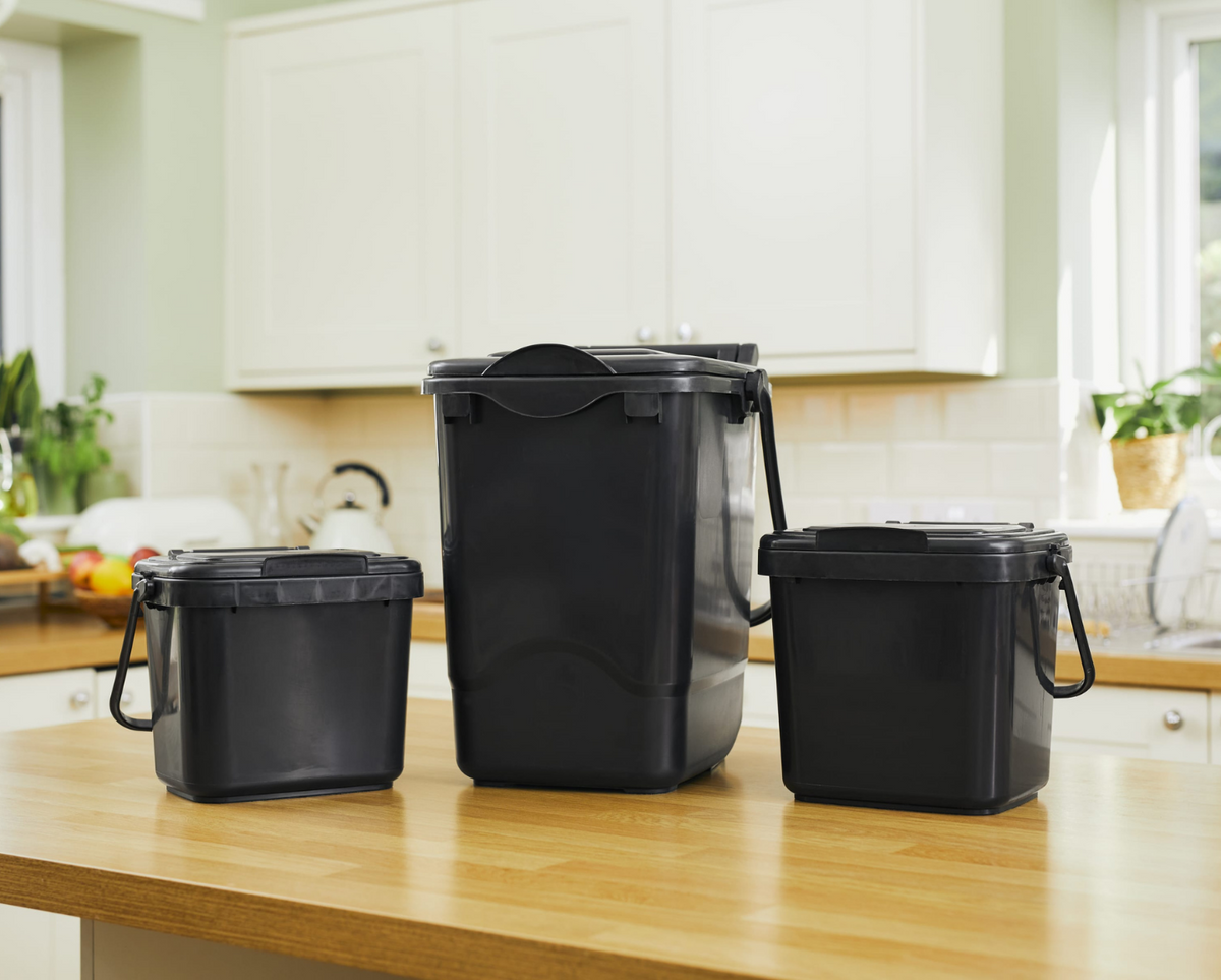 Straight 23L Litre Black Composting Caddy | Food Waste Composting