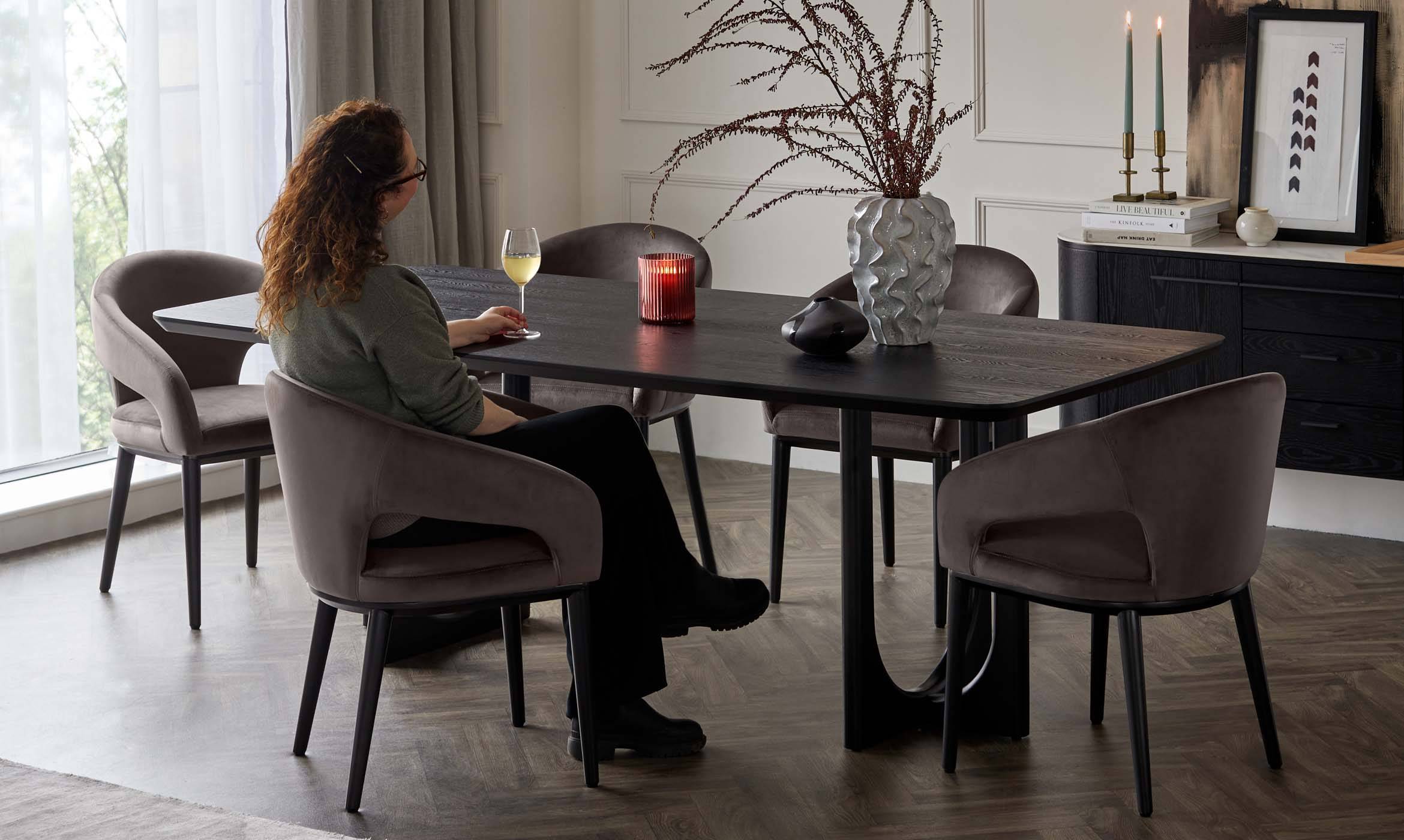 Orlan 8 Seater Fixed Dining Table Black Ash – Danetti