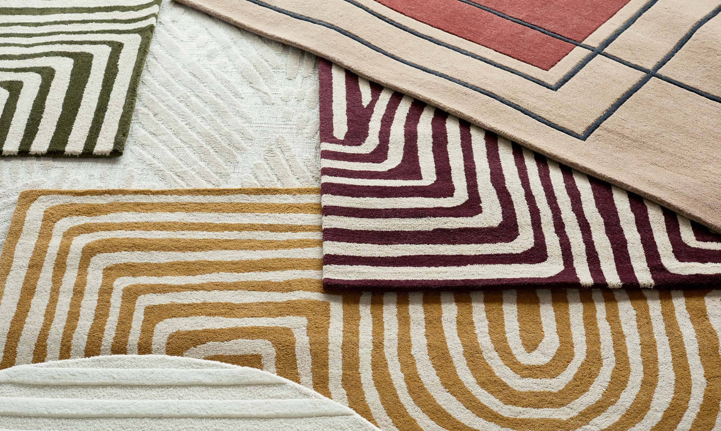 Abstract Swirl Large Sculpted Wool Rug Ochre – Danetti