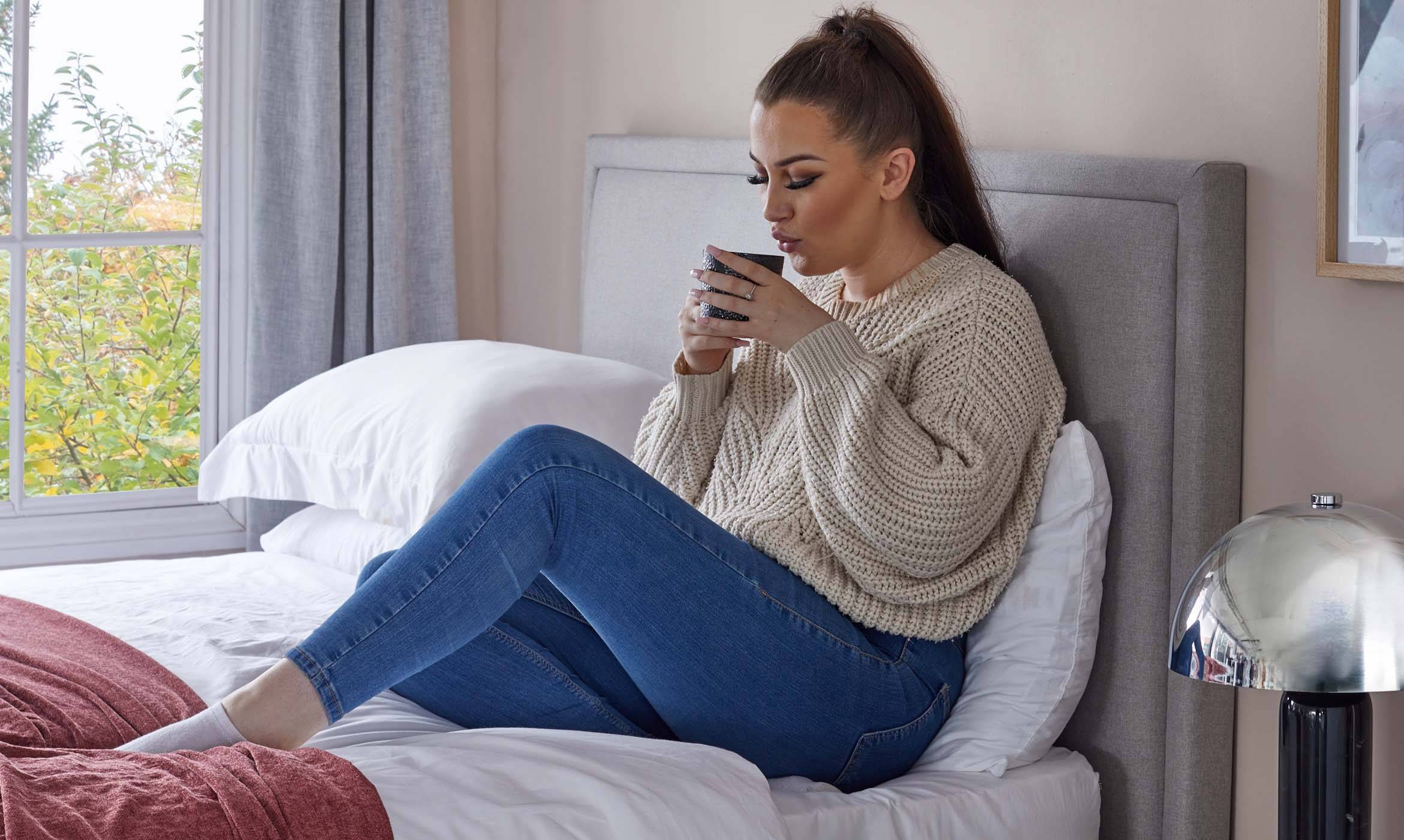 Monica Light Grey Fabric Double Headboard – Danetti