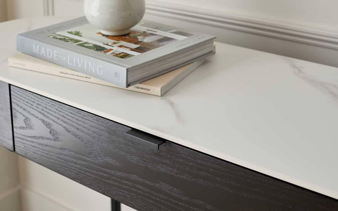 Carmen Black Console Dressing Table with White Ceramic Top – Danetti