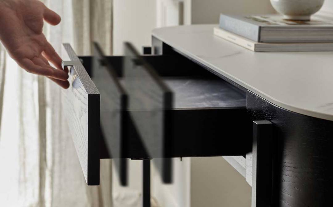 Carmen Black Console Dressing Table with White Ceramic Top – Danetti