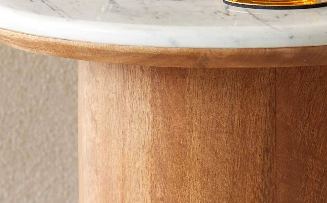 Cara light mango wood marble top side table – Danetti