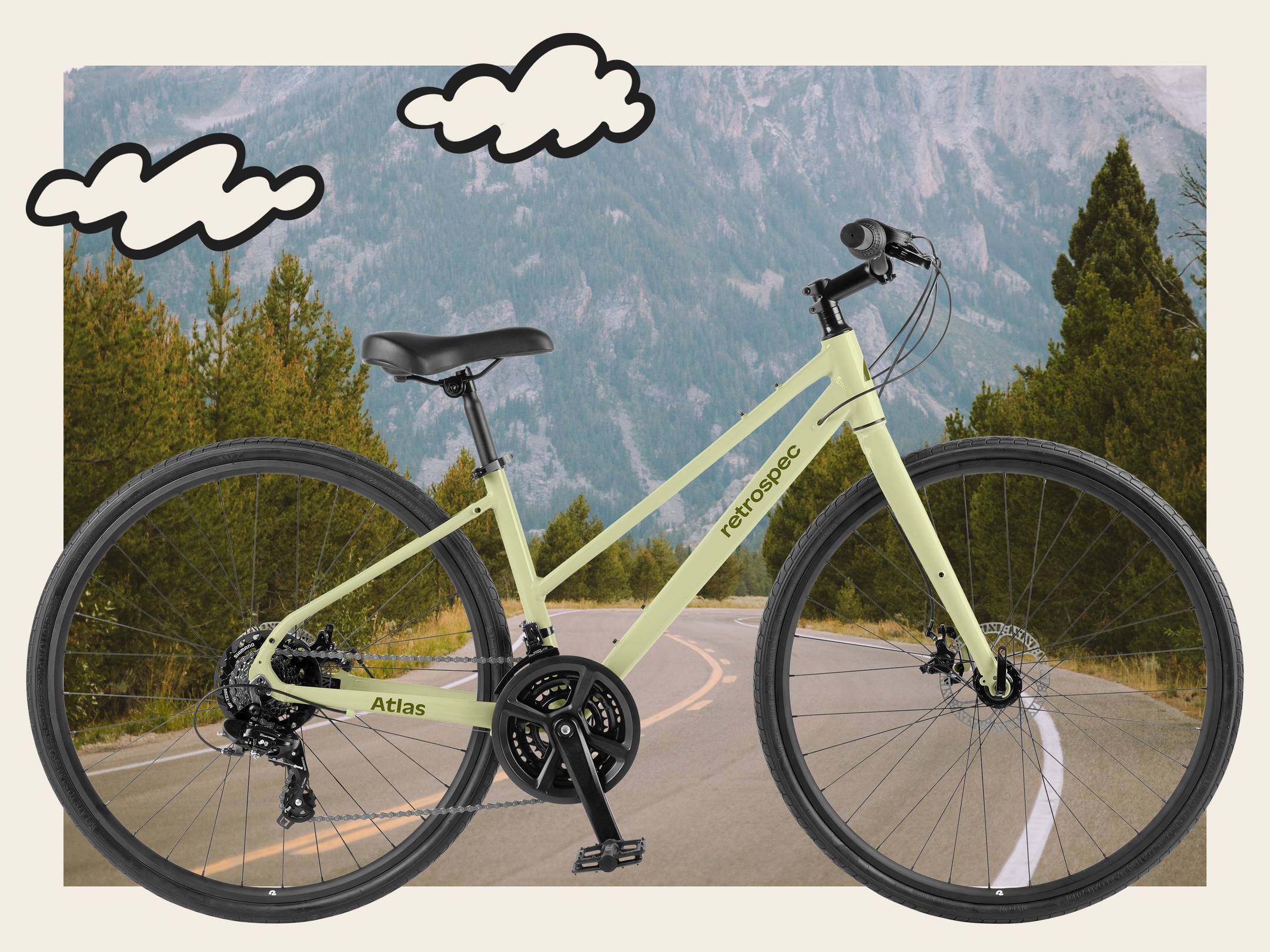Atlas Fitness Hybrid Bike - 21 Speed | Retrospec