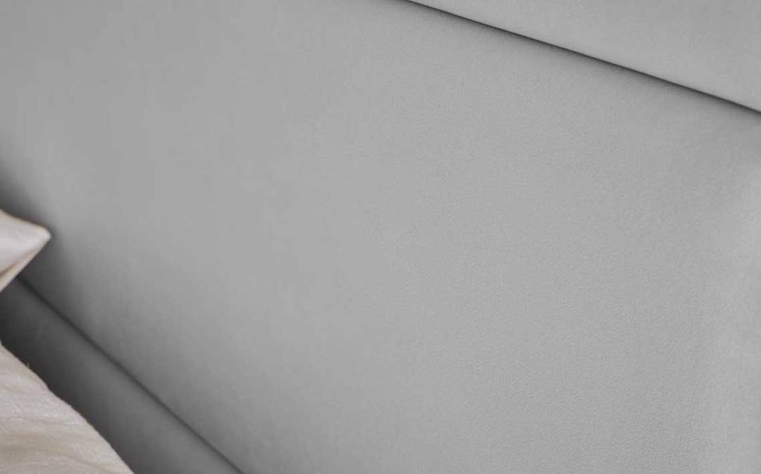 Penelope light grey recycled velvet king size ottoman bed with 5 panel headboard – Danetti