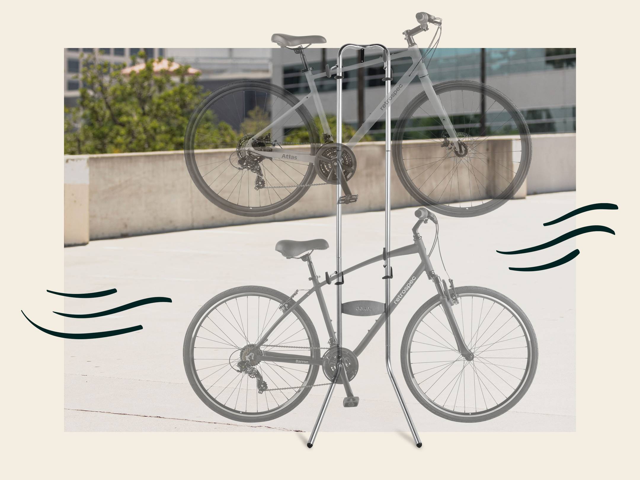 Double Decker Freestanding Garage Bike Rack | Retrospec