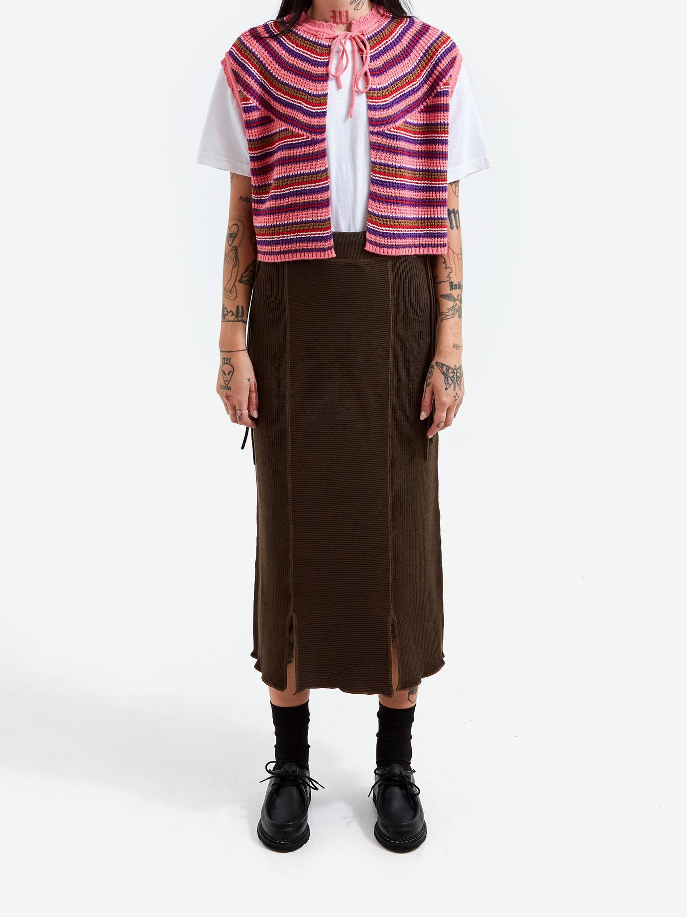 Beams Boy Multi Border Knit Vest - Fuchsia – Goodhood