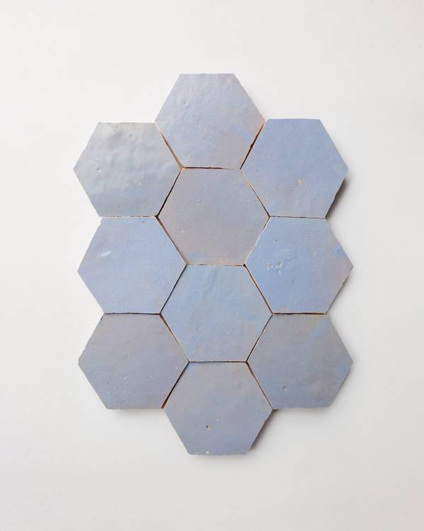 zellige tile | light blue | sky bloom hexagon | clé – clé tile