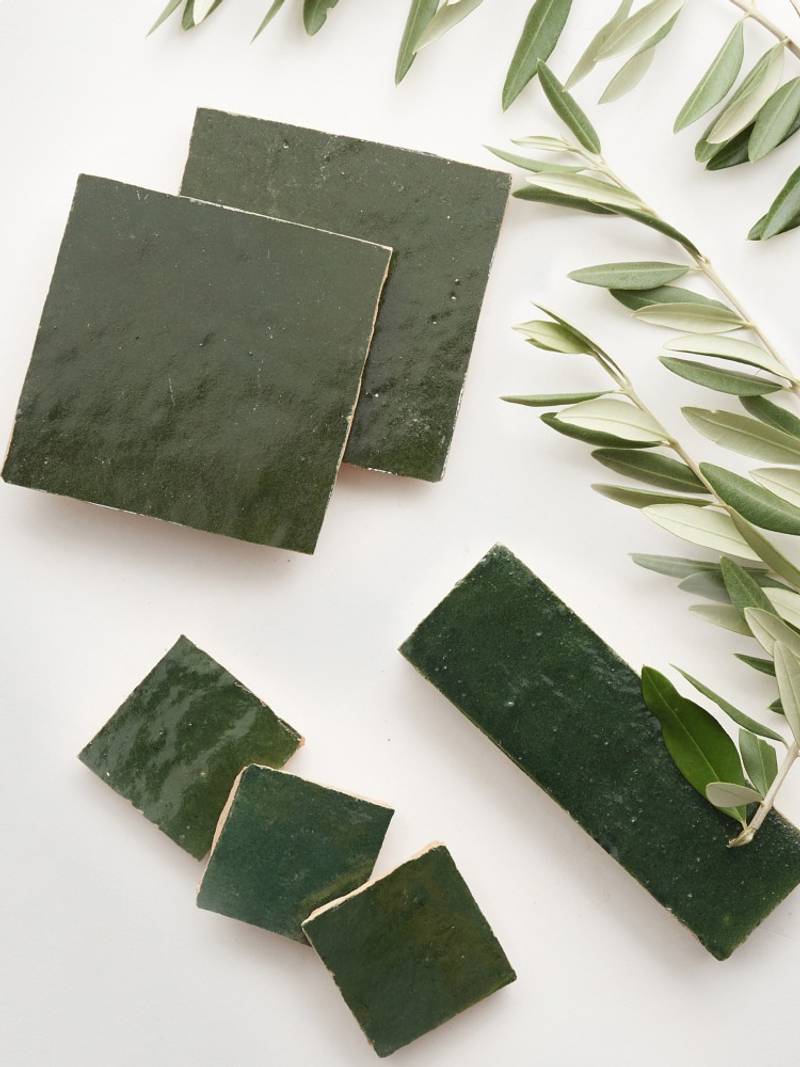 zellige tile | cindered olive green 4" square | clé – clé tile
