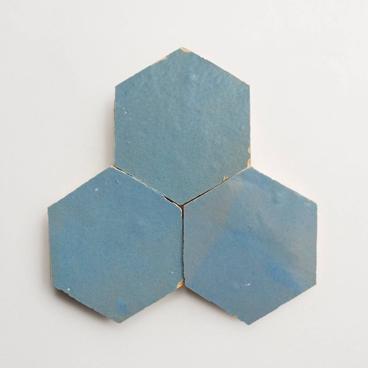 blue zellige tile | terracotta | pending storm hexagon | clé – clé tile
