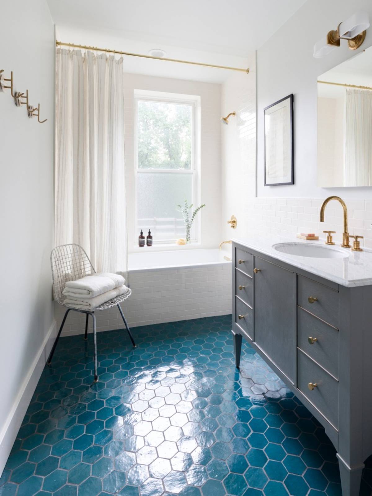 zellige tile | dark teal | fired opal hexagon | clé – clé tile