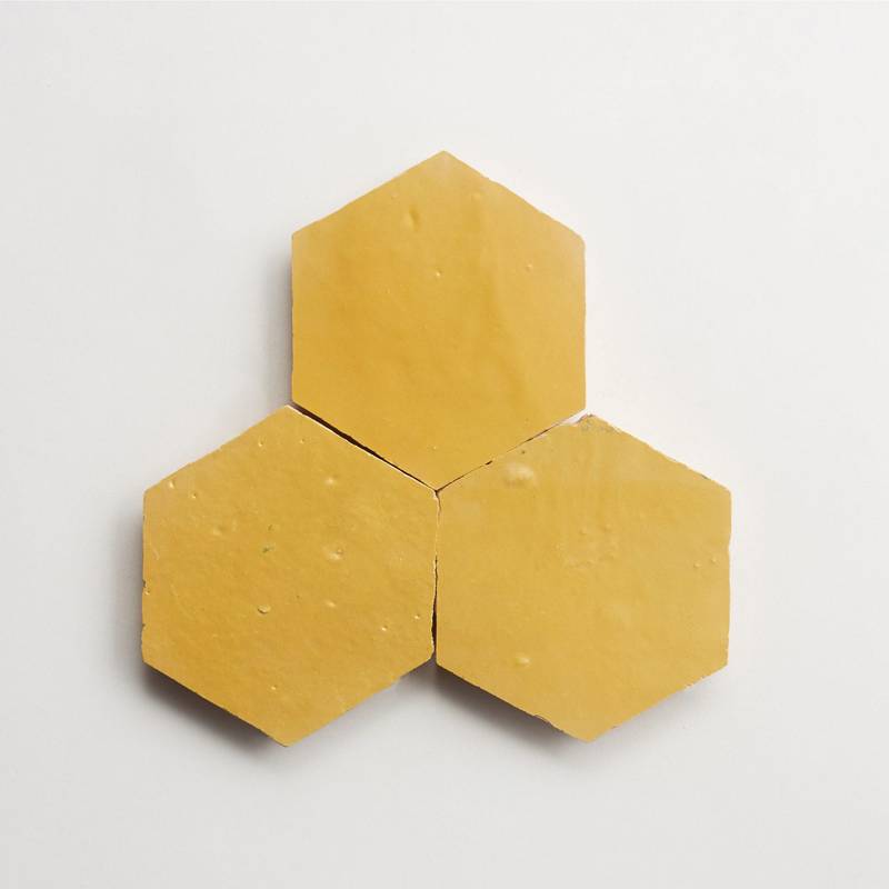 yellow zellige tiles | indian saffron hexagon | clé – clé tile